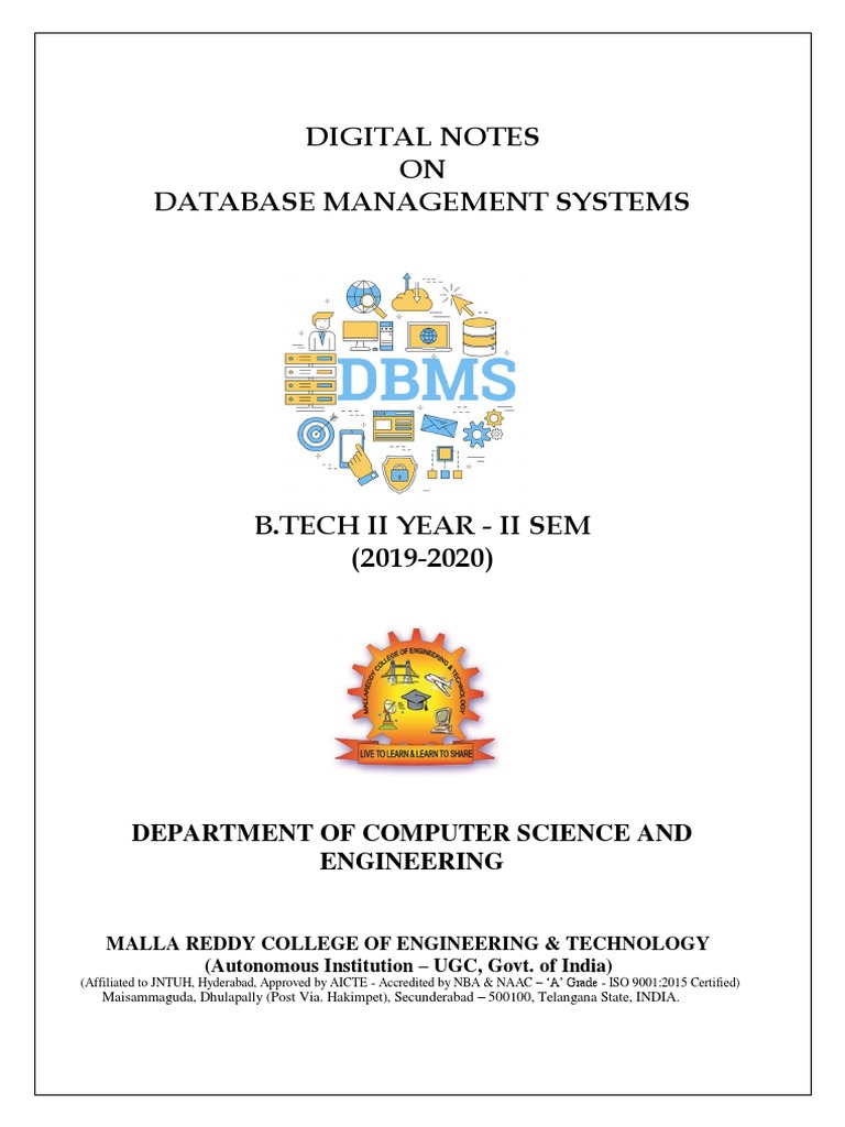 Data Base Management Systems Notes | PDF | Conceptual Model | Databases