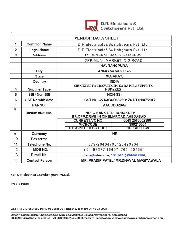 Vendor Data Sheet: Siemensltacb/Switchgear, Mcb&Supplyo F Spares | PDF