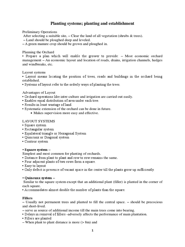 Planting System, Lecture 6 | PDF | Plants | Trees