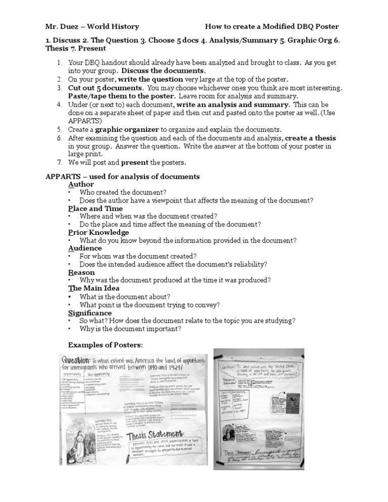 DBQ Poster Instructions | PDF | Career & Growth
