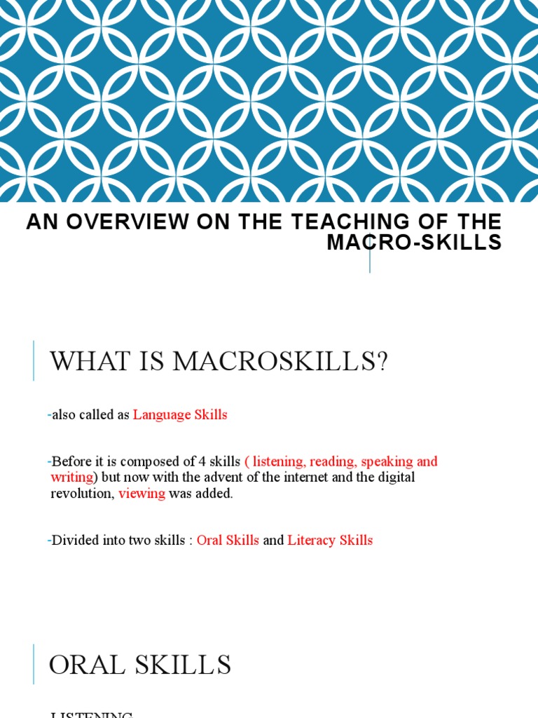 An Overview On The Teaching of The Macro-Skills | PDF | Communication ...