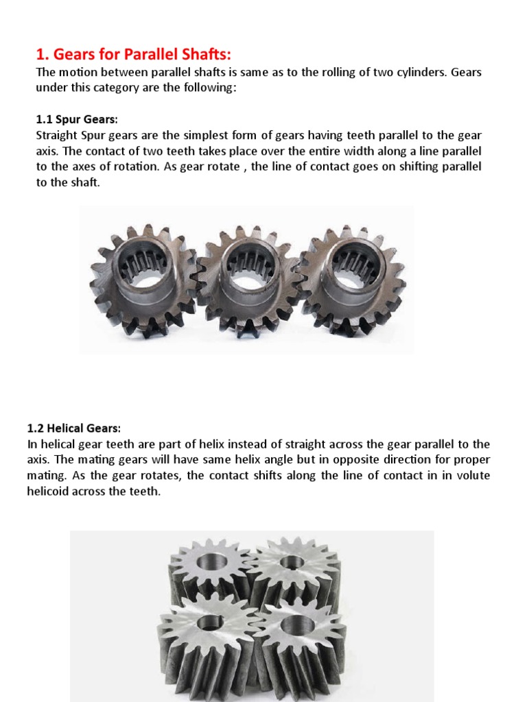 Gears For Parallel Shafts | PDF | Gear | Mechanics
