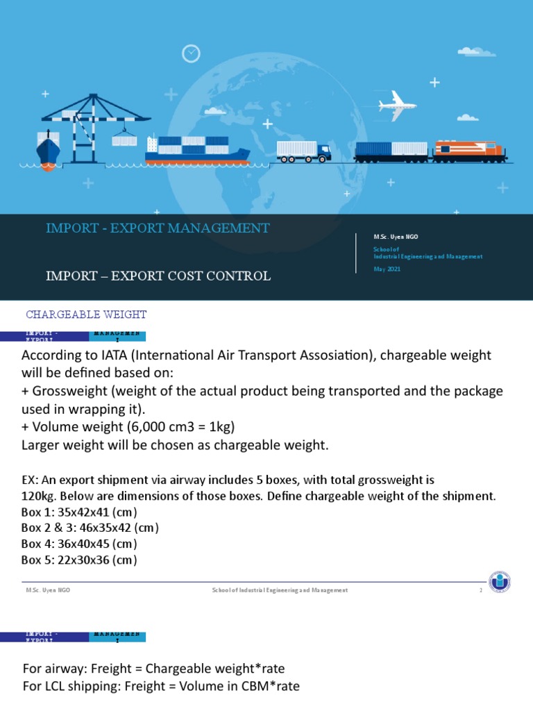 Lecture 11 Import Export Costs Control + Final Review | PDF