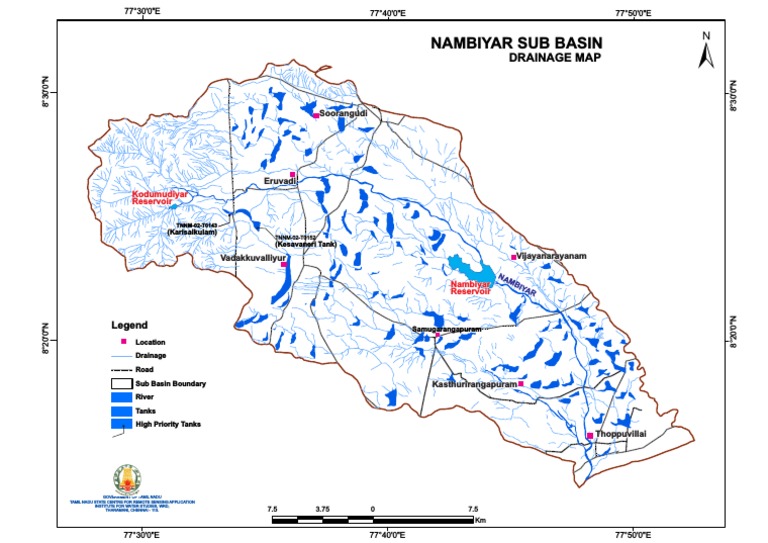 Nambiyar Sub Basin Map | PDF | Fluvial Landforms | Drainage Basin