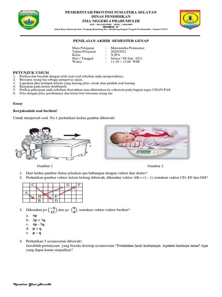 Template - SOAL PAS MTK PEMINATAN 2021 | PDF