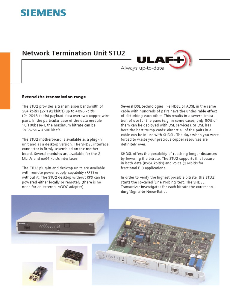 Network Termination Unit STU2: Always Up-To-Date | PDF | Bit Rate | Telecommunications