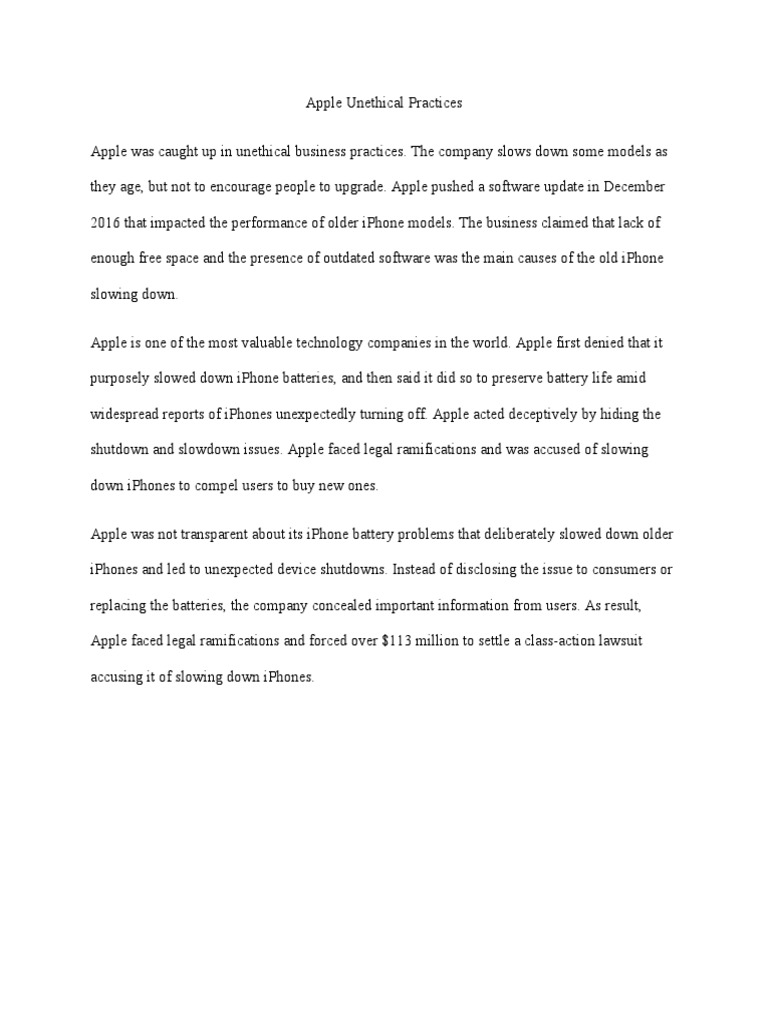 Apple Unethical Practices | PDF