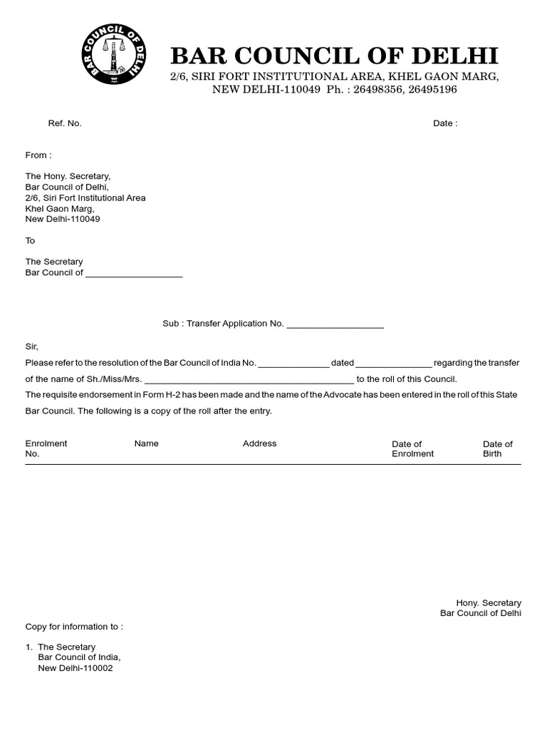 Bar Council of Delhi: 2/6, Siri Fort Institutional Area, Khel Gaon Marg ...