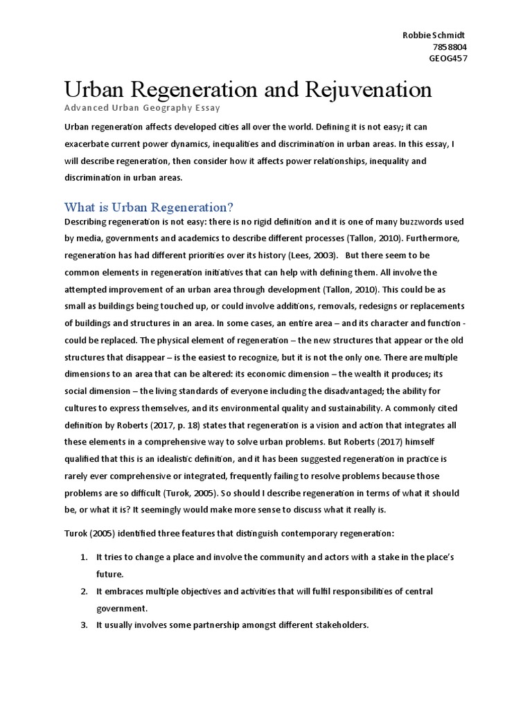 Urban Regeneration and Rejuvenation | PDF | Urban Renewal | Sustainable ...