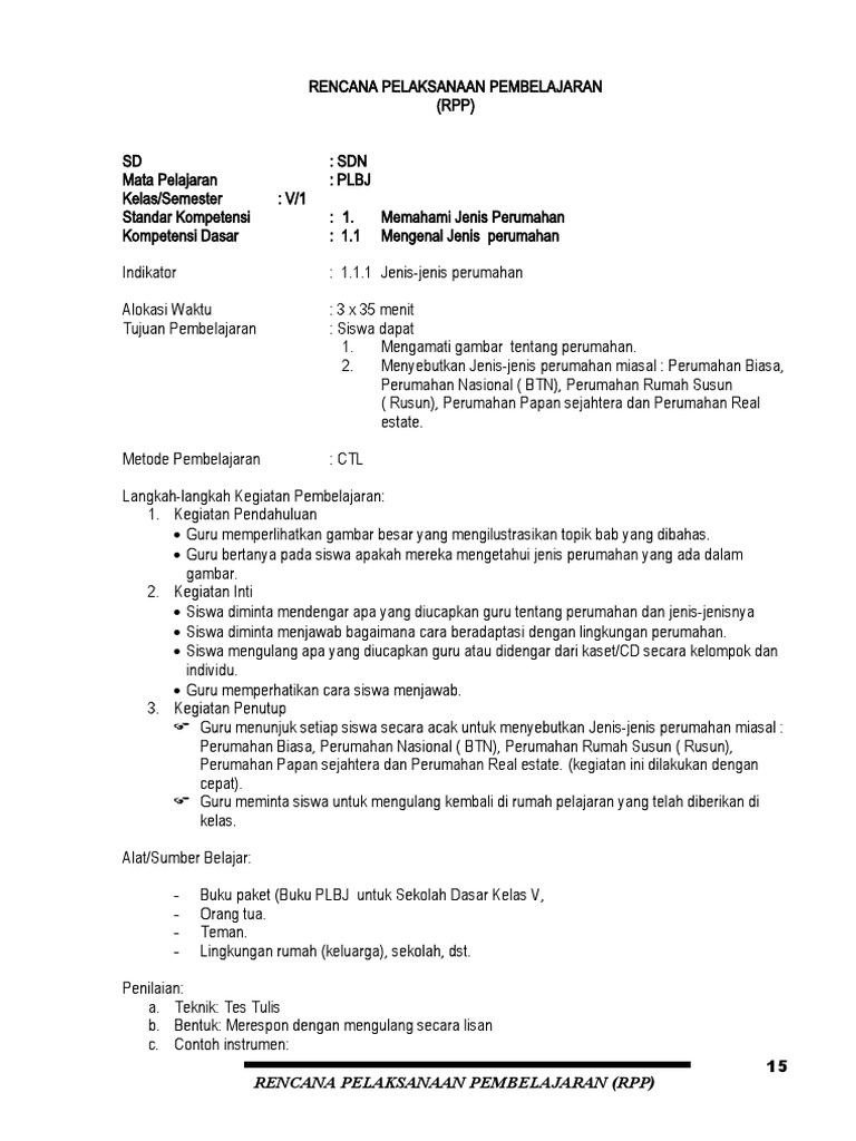 RPP PLBJ Kls. 5 | PDF