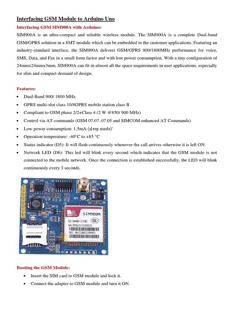 Interfacing GSM Module To Arduino Uno | PDF | General Packet Radio ...
