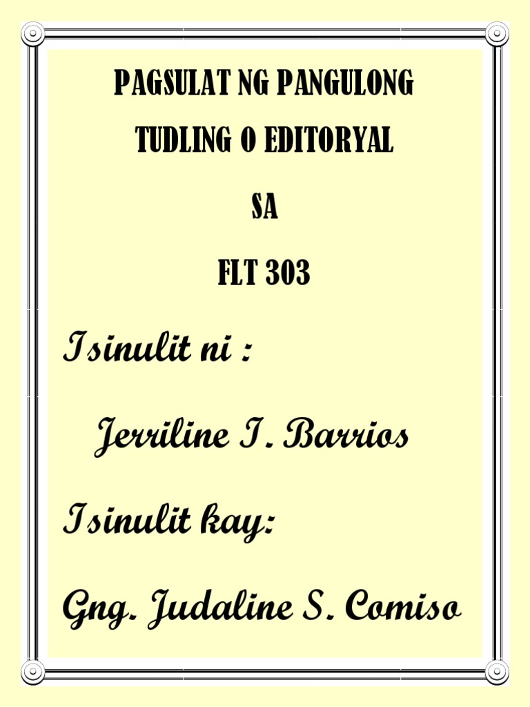 Pagsulat NG Pangulong Tudling | PDF