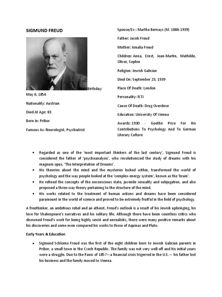 Sigmund Freud: Early Years & Education | PDF | Psychoanalysis | Id