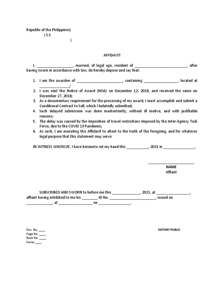 Affidavit for Late Document Submission | PDF