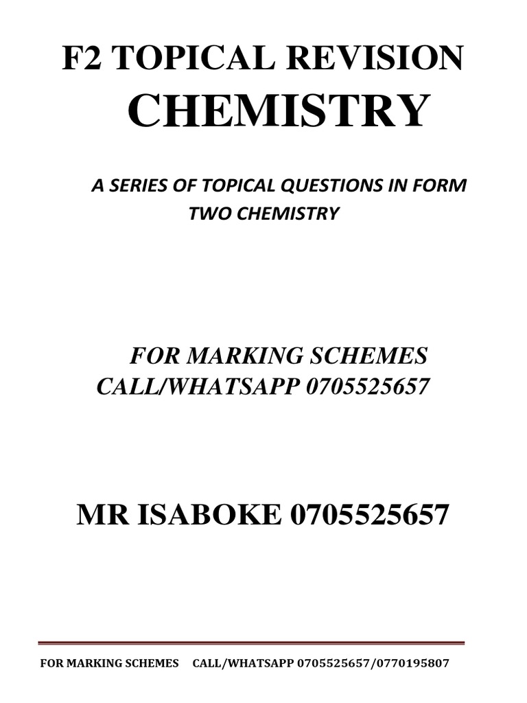 f2 Chemistry Topicals | PDF | Chemical Compounds | Chemical Elements