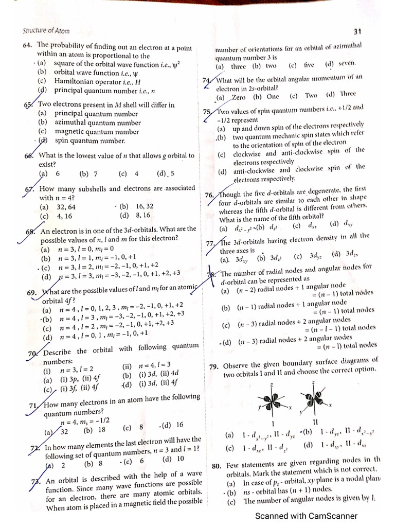 Multiple Choice Questions of Atomic Structure | PDF