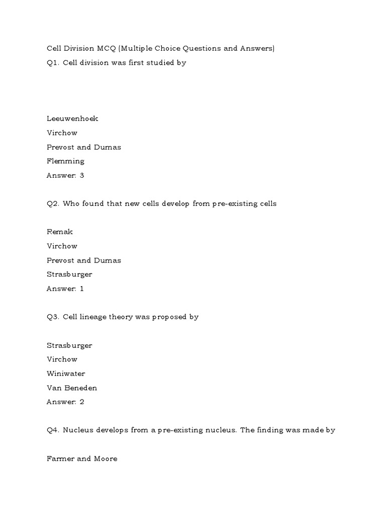Cell Division MCQ: An Extensive Collection of Multiple Choice Questions ...