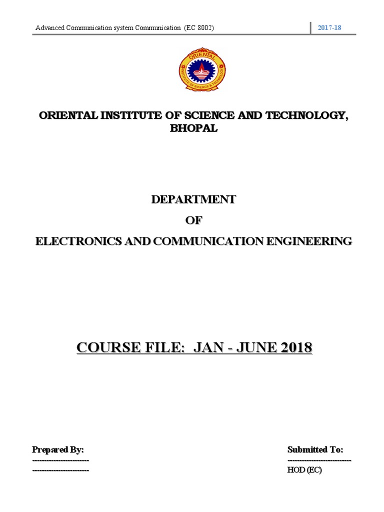 Oriental Institute of Science and Technology Department of Electronics ...