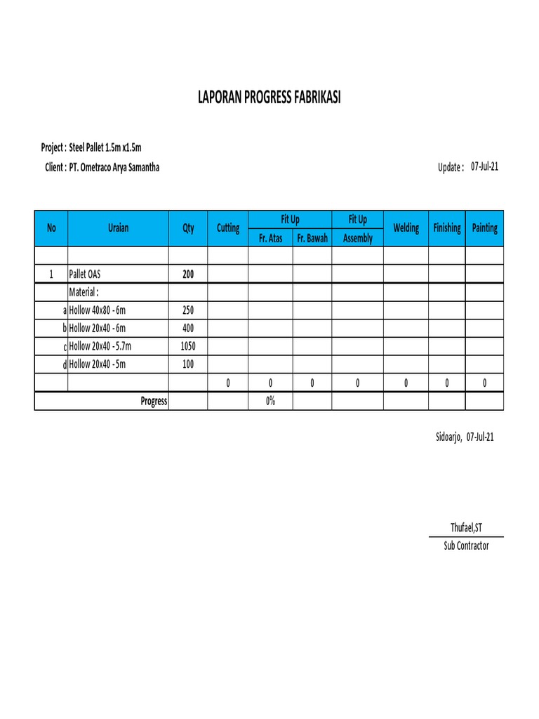 Laporan Progress Fabrikasi000000000000942 | PDF