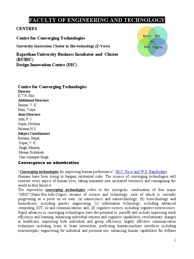 Faculty of Engineering and Technology: Centre For Converging ...