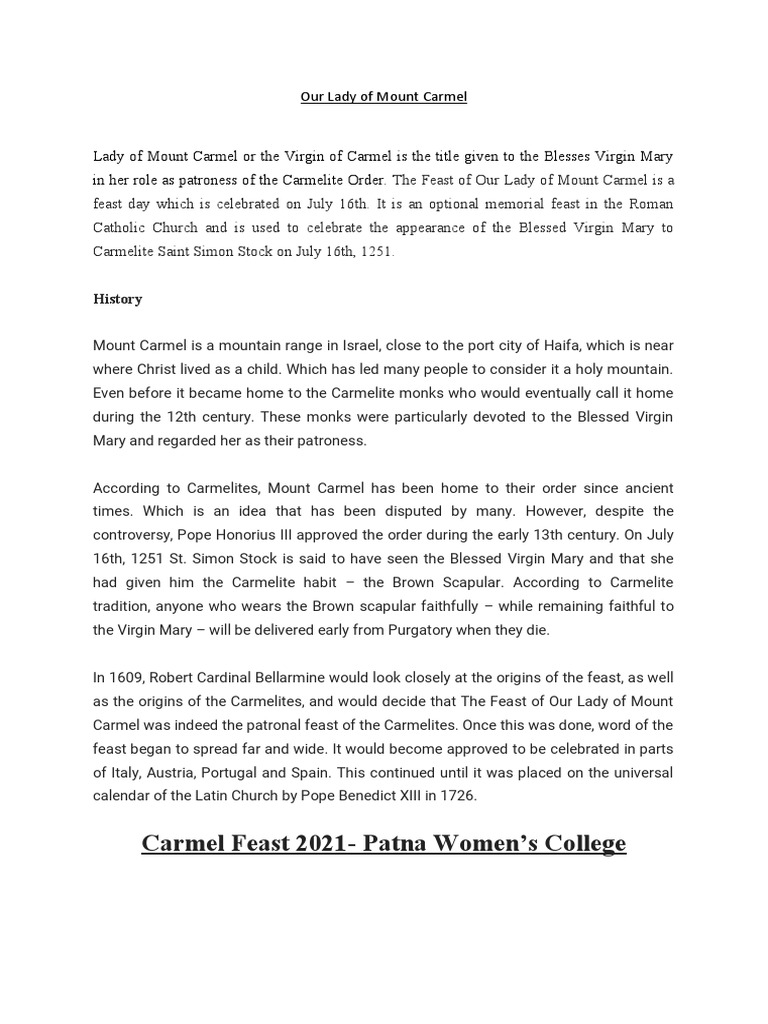 Our Lady of Mount Carmel | PDF