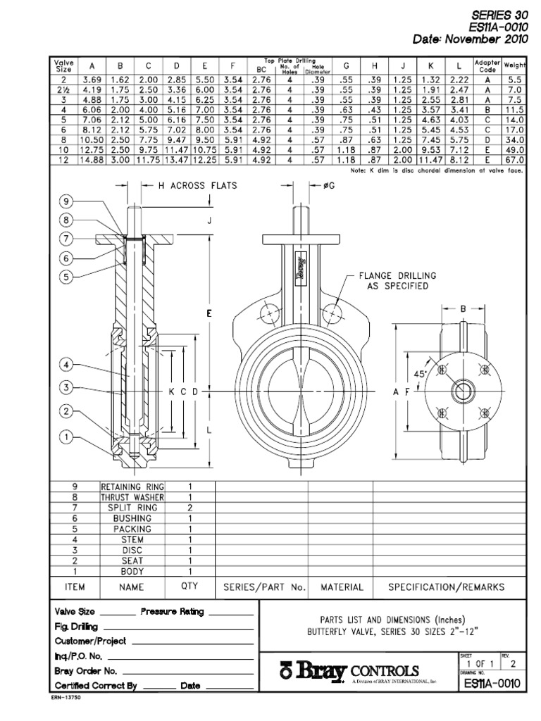 Butterfly Valve Datasheet | PDF