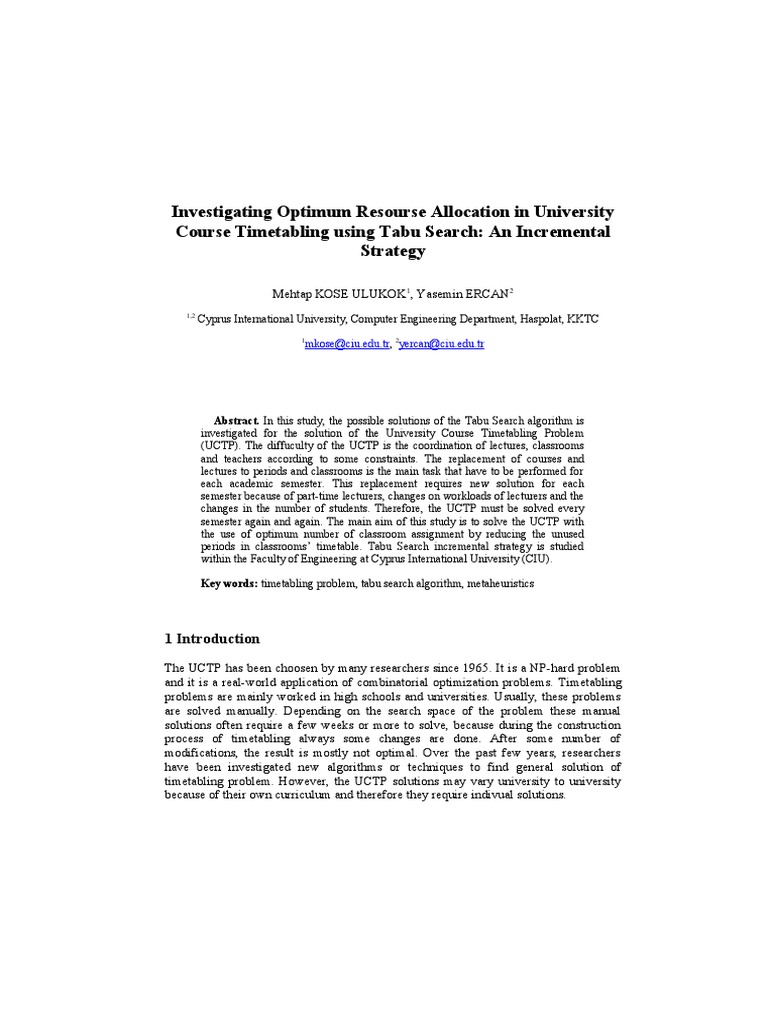 100 69 Optimum Resourse Allocation in University Course Timetabling ...