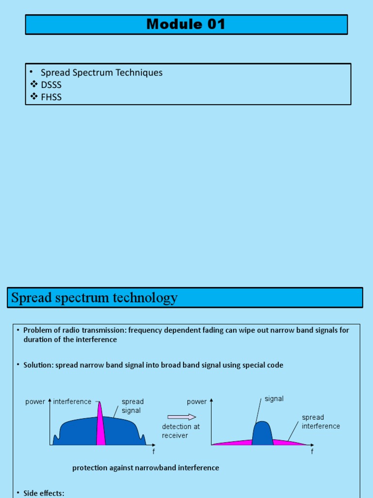 Spread Spectrum Techniques Dsss Fhss | PDF | Radio | Modulation