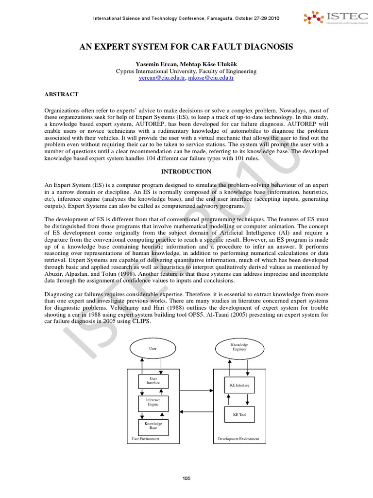 Istec2010 An Expert System For Car Fault Diagnosis | PDF | Expert | System