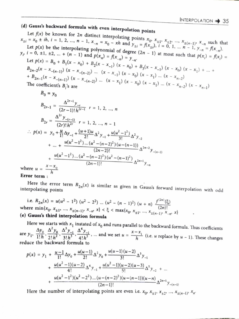 Gauss's Backward Interpolation Formula | PDF | Interpolation | Abstract ...