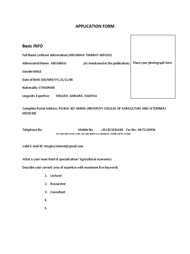 Application Form You Must Add Country Code City Code Before Your