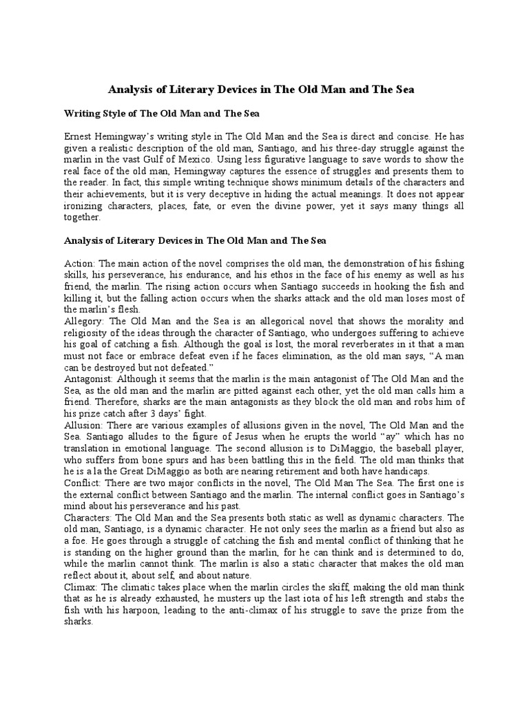 Analysis of Literary Devices in The Old Man and The Sea | PDF