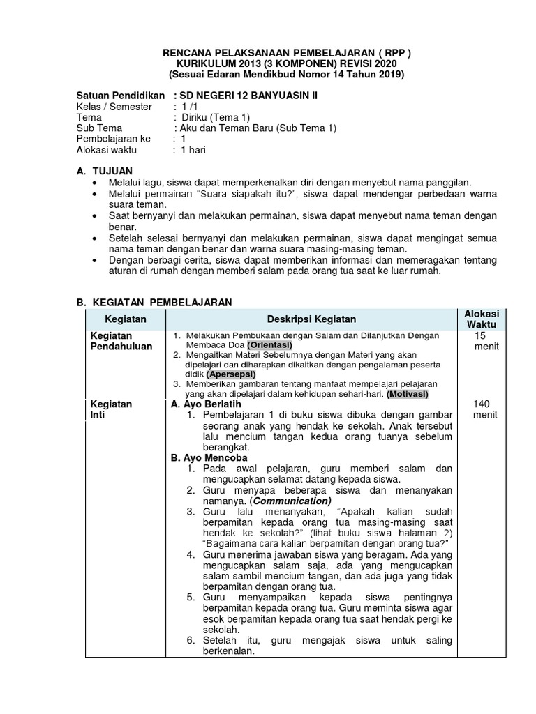 RPPH Pembelajaran Bernyanyi PAUD | PDF