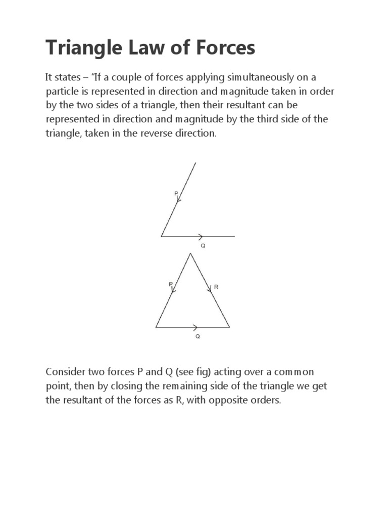 Polygon of Forces and Triangle Law of Forces | PDF | Science & Mathematics