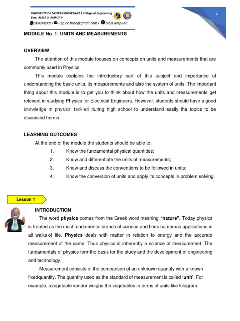 Module 1 (Units and Measurement) | PDF | International System Of Units ...