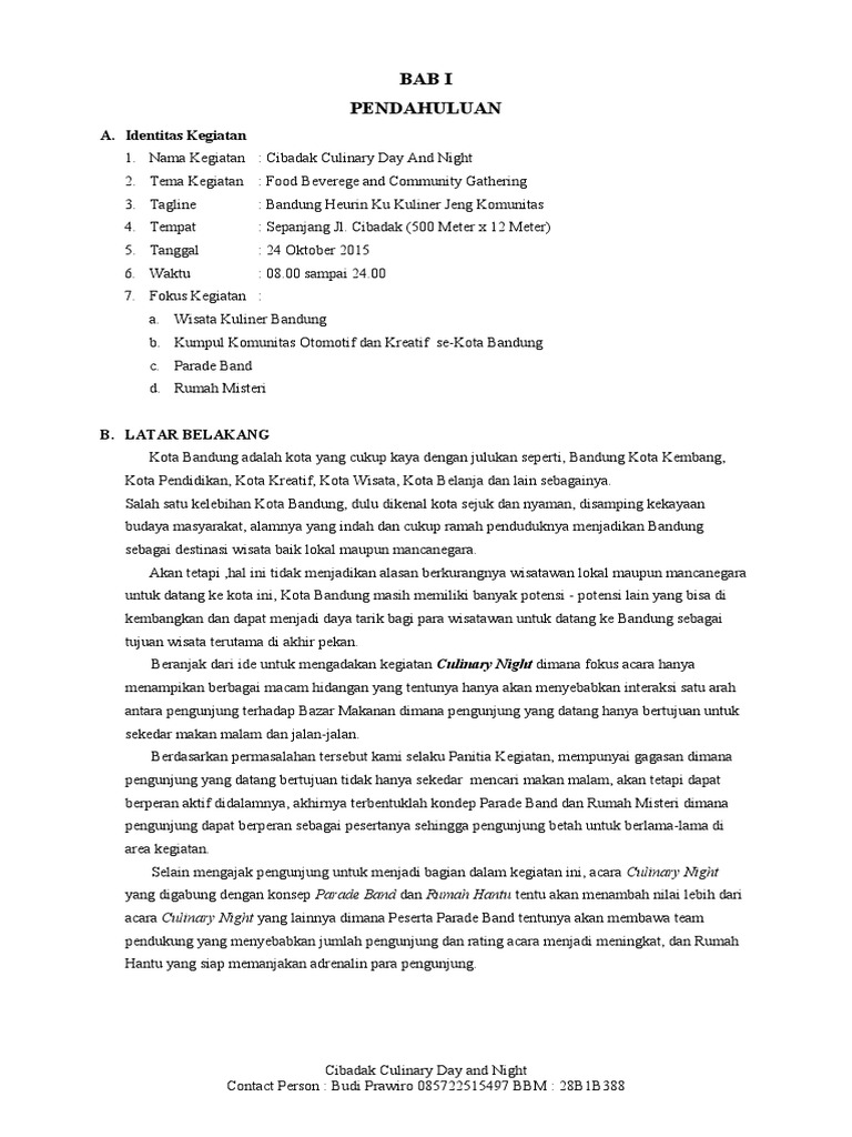 Proposal Kegiatan Kuliner | PDF