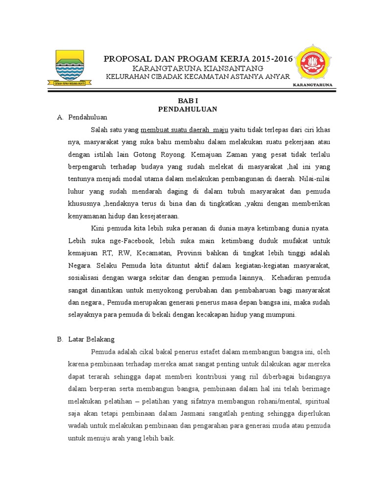 Proposal Kegiatan Karang Taruna 2015-2016 | PDF