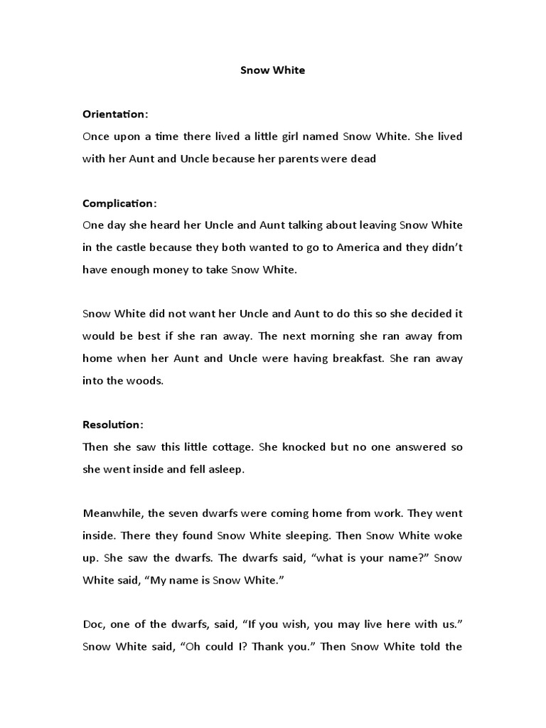 Narrative - Text - Snow White | PDF