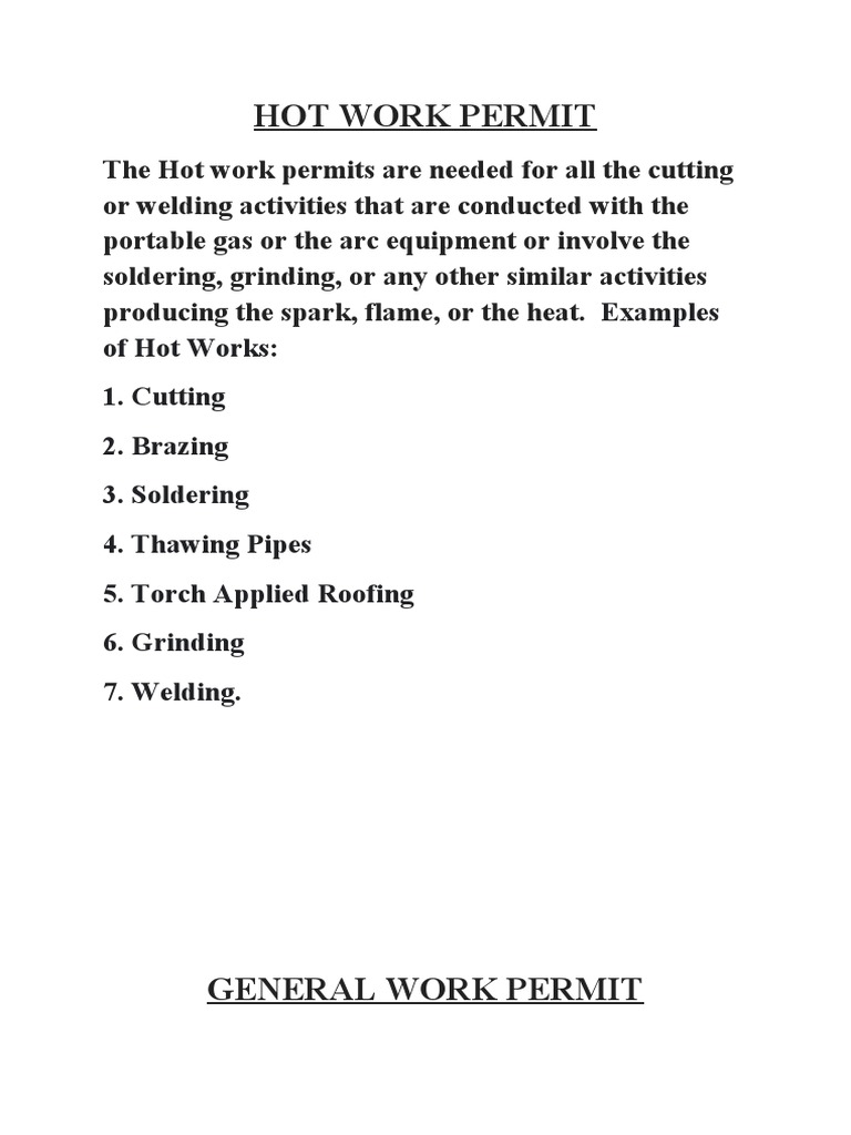Hot Work Permit | PDF | Soldering | Scaffolding