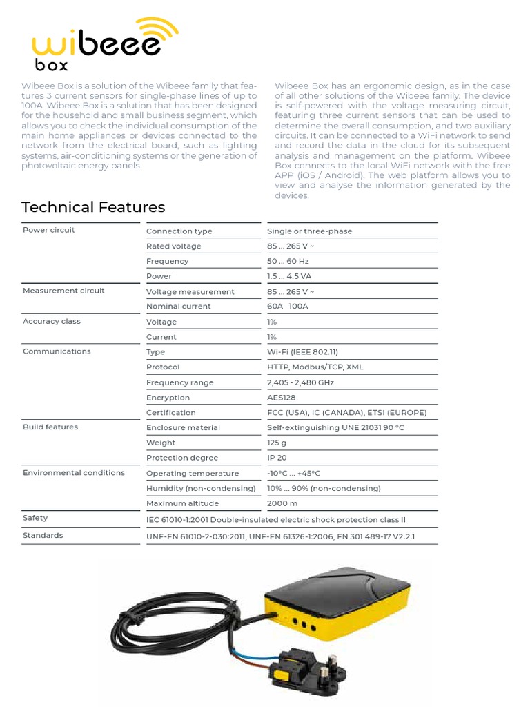 Datasheet Wibeee BOX | PDF | Wi Fi | Computer Network