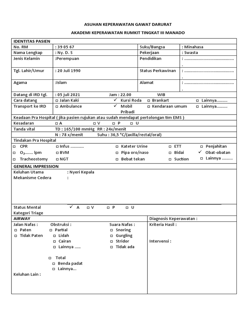 Format Askep Gadar | PDF