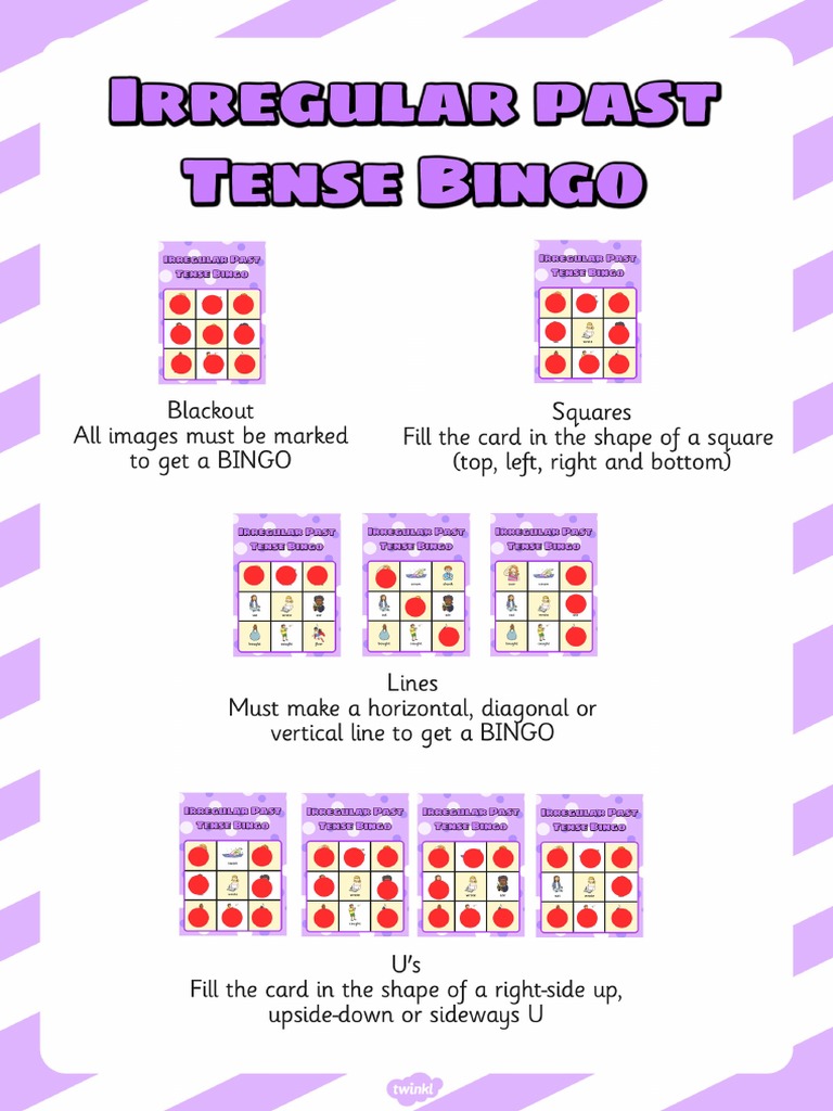 Irregular Verbs Bingo Spinner Game | PDF
