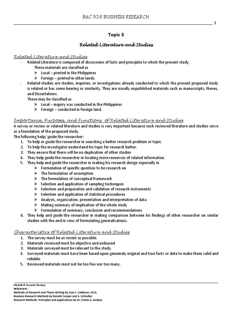 Related Literature and Studies in Research | PDF | Thesis | Methodology