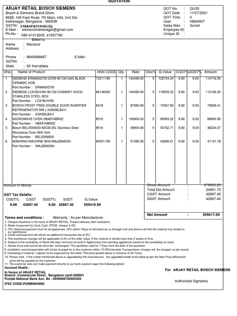 GST Compliance for Siemens Quotation | PDF | Payments | Money