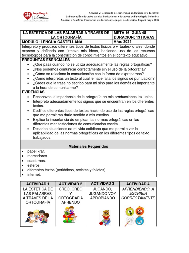 Meta 16 Guìa 48 | PDF | Ortografía | Lengua española