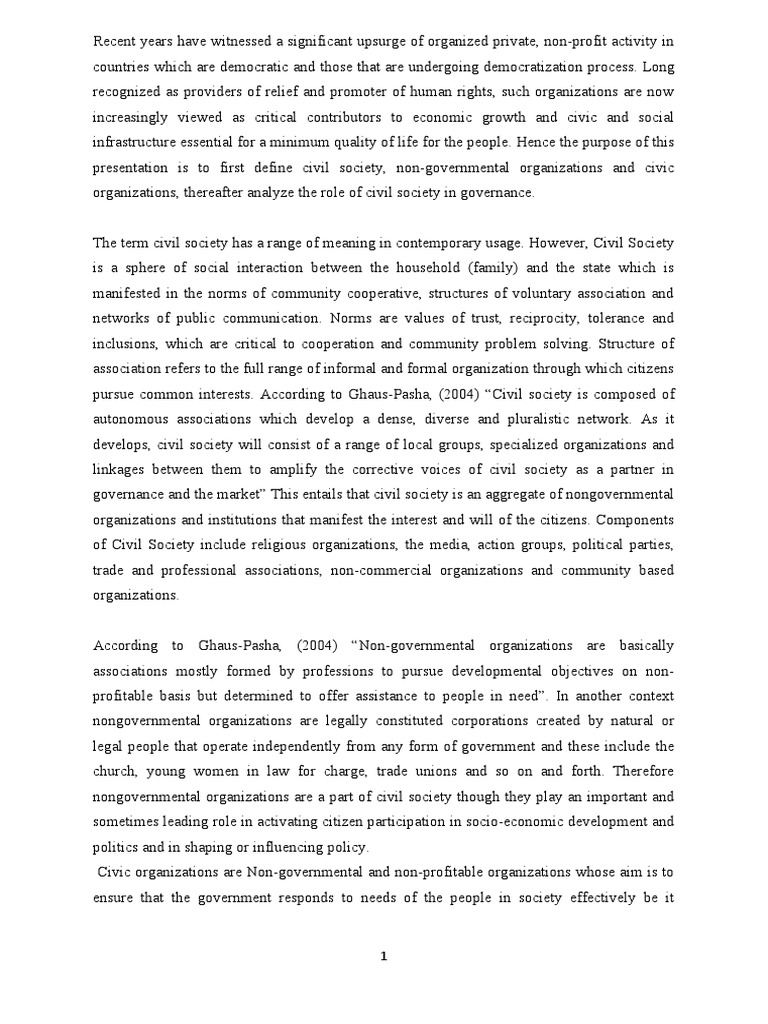 Role of Civil Society in Governance | PDF | Civil Society | Governance