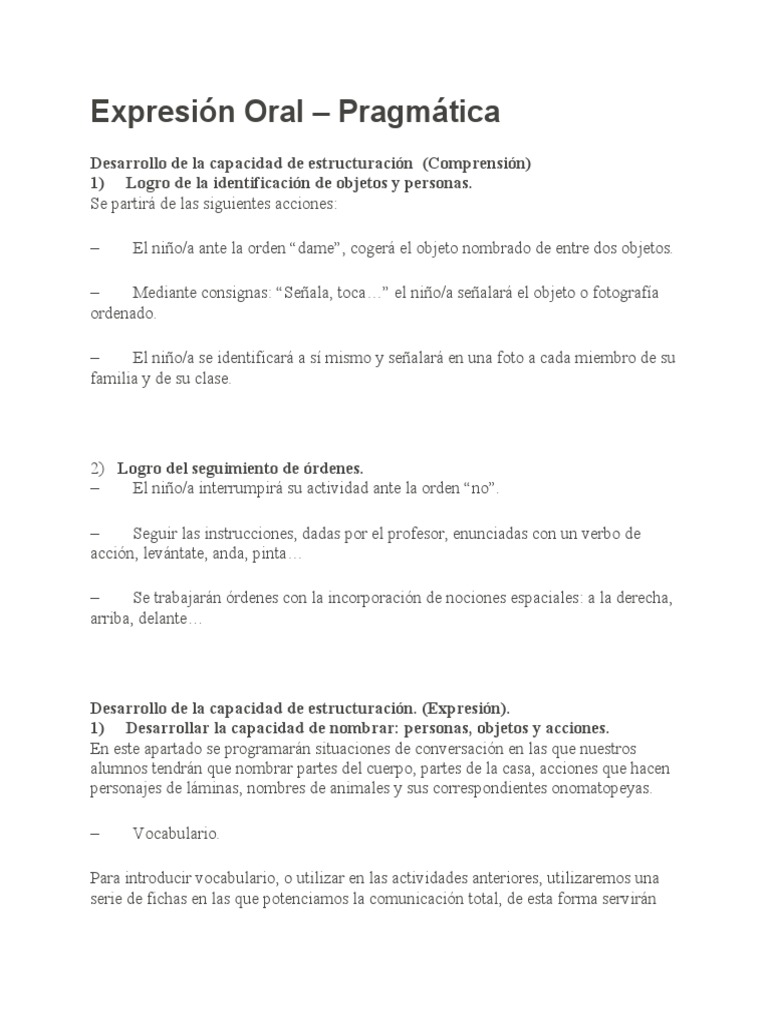 Expresión Oral | PDF | Aquisición de idioma | Comunicación
