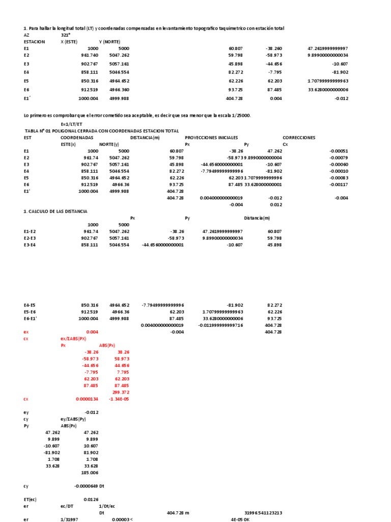 Cálculo de Azimut y Coordenadas | PDF | Geofísica | Metrología