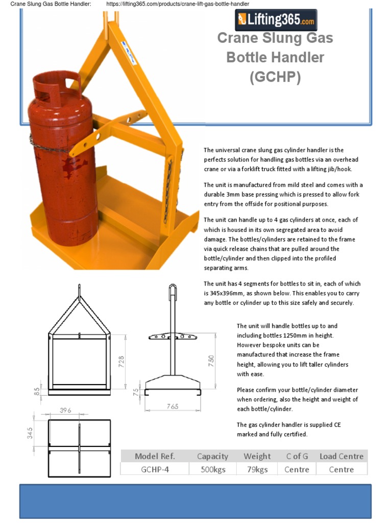 Crane Slung Lift Gas Bottle Handler - Lifting365 | PDF | Crane (Machine ...