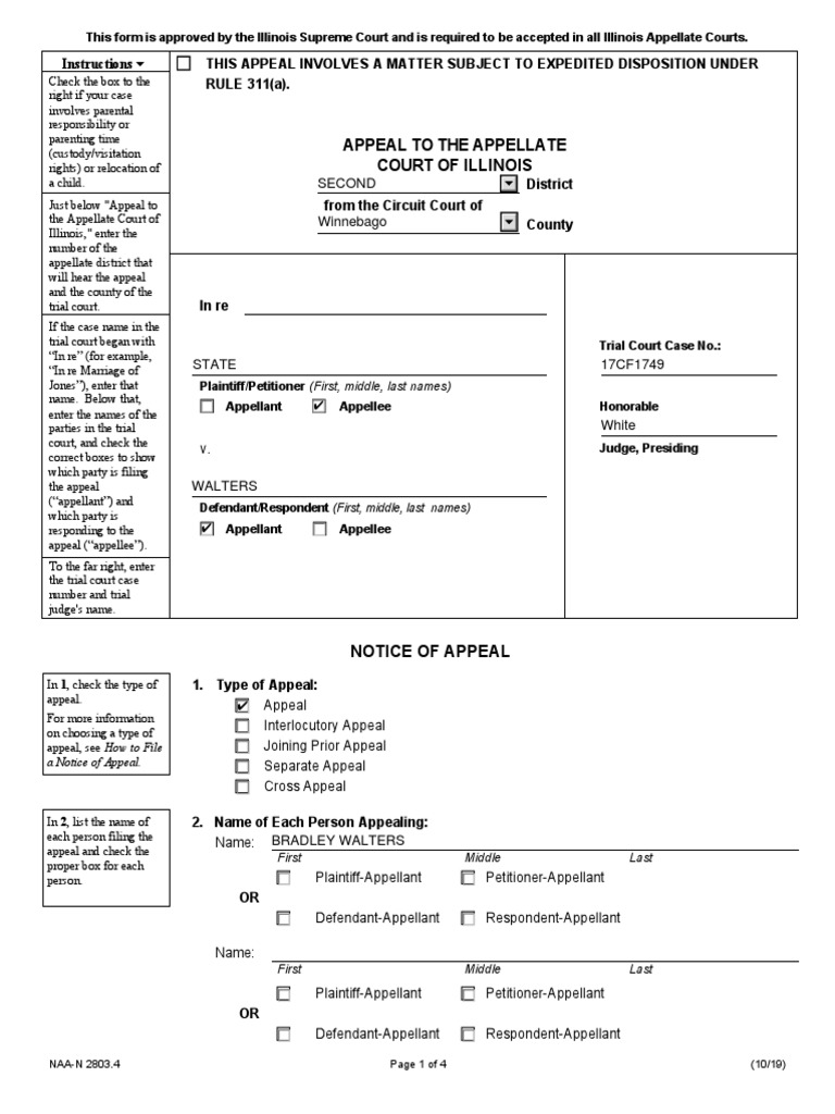 Notice of Appeal 17CF1749 | PDF | United States Postal Service | Appeal